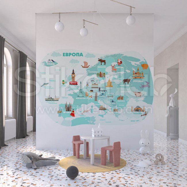 Najlepši dečiji stikeri za zid i tapete - Stikerlab - Mapa Evrope 2